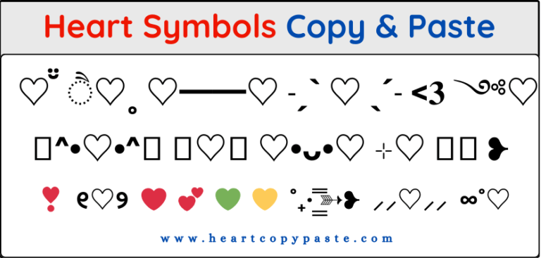 Heart Symbols Copy & Paste [•.¸♡ ♡¸.• ♠ ١٥٧٤♡]