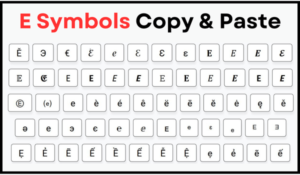 E Symbols Copy and Paste - 乇 ɛ ꧙ ૯ 𝔼